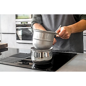 Kitchen Craft KCCVPORNS Induction Double Boiler Porringer/Bain Marie Pan with Non Stick, Gift Boxed, Stainless Steel, Silver, 6.25-inch