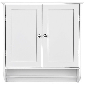 HPW Wall Mounted Bathroom Storage Cabinet Medicine Cabinet Storage Cupboard with Towel Bar Adjustable Inner Shelf Ample Storage Space for Storing Bathroom Essentials Toiletries Cosmetics Medicines