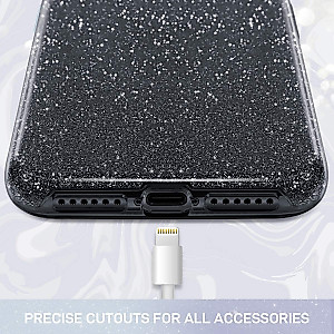 MILPROX Case Compatible for iPhone 11, Bling Sparkly Glitter Luxury Shiny Sparker Shell, Protective 3 Layer Hybrid Anti-Slick Slim Soft Cover for iPhone 11 6.1 inch (2019)-Black