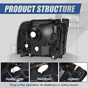 Auto Dynasty [Halogen Model Factory Style Headlights Assembly Compatible with Ford F250 F350 F450 F550 Super Duty 05-07, Driver and Passenger Side, Black Housing Clear Lens