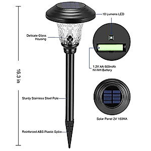 UFOND 8 Pack Solar Pathway Lights Outdoor，Waterproof Solar Garden Lights, Glass Stainless Steel Solar Decor Lamp,Landscape Path Lights for Yard Patio Driveway Sidewalk, (Cool White)