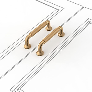 KNOKLOCK 10 Pack 3.75 Inch(96mm) Kitchen Cabinet Handles knurled Champagne Bronze Cabinet Pulls Gold Kitchen Cabinet Hardware Drawer Pulls for Dresser Cupboard Wardrobe