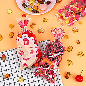 SULOLI Baby Shower Cellophane Bags,120pcs Pink Candy Goodie Bags Gender Reveal Treat Bags with 150 Twist for Baby Shower Party Favor supplies