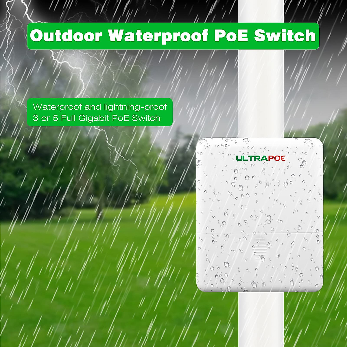 UltraPoe 4 Port Outdoor Gigabit POE++ Extender, up to 100m/330ft Ethernet Over Copper Wire, IEEE 802.3af/at Compliant, Plug and Play