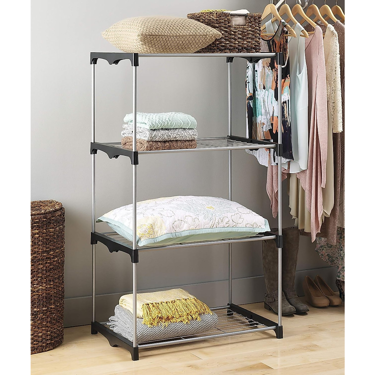 QJLSOE4-Tier Storage Cabinet, Black, YST-020