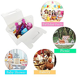 Frantis 12 Pack White Treat Boxes Gable Boxes with Rope and Tag Party Favor Boxes Gift Boxes for Birthday Party 7 x 5.5 x 5.5 Inches