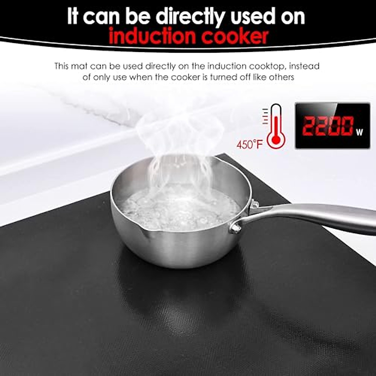 KITCHENRAKU KR Large Induction Cooktop Protector Mat, (Magnetic) Food Grade Electric Stove Burner Covers Anti-Strike&Anti-Scratch as Glass Top Stove Cover