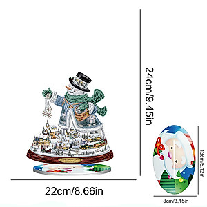 Alloyseed Christmas Diamond Painting Tabletop Kit Diamond Art Table Top Ornament 5D DIY Diamond Painting Kits Xmas Decor Desktop for Home Office Decor Adults Beginner DIY Crafts Gift for Christmas