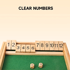 GSE Games & Sports Expert Wooden Shut The Box 12 Numbers Dice Game Board with 2 Wooden Dices, Classic Tabletop Version of The Popular English Pub Game