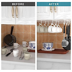 ECROCY Mug Holder Under Cabinet - 3pcs Mug Organizer for Kitchen, Fit for 1 Inch Thickness Shelf or Less - Only Suitable for Flat Buttom Cabinet Without Any Lip