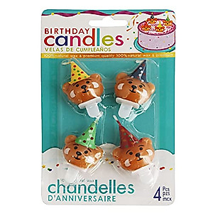 Bear Birthday Candle yyangz 4PCS Cute Cartoon Bear with Birthday Hat Candles Set for Birthday Cake Decoration Bear Theme Party Supplies,Bear Candles