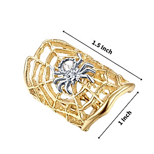 Darupo Women’s Punk Spider Rhinestone Adjustable Statement Ring Gothic Wide Band Ring Party Cocktail Jewelry (Silver)