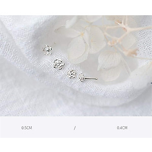 Unique Nose Rings Studs 22 Gauge Body Piercing Jewelry for Women Girls S925 Sterling Silver Tiny Rose Flower Ball Bead Labret Screw Nose Stud Post Pin Hypoallgenic Personalized Jewelry (5mm pair)