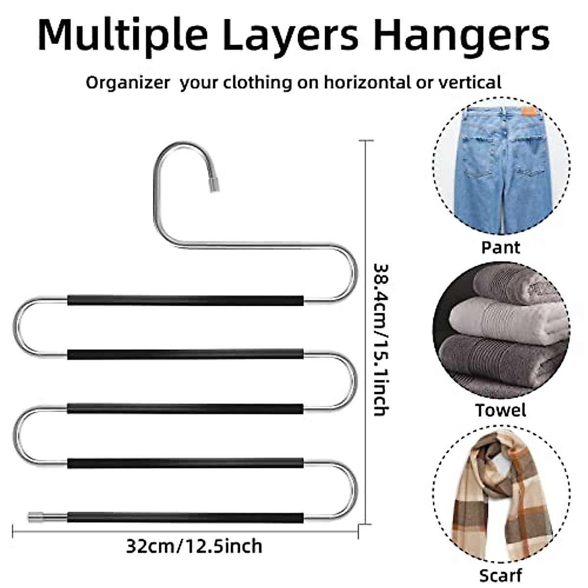 Pant Hangers Space Saving - 10 Pcs Black Pants Hangers S Hangers for Jeans Hangers for Closet
