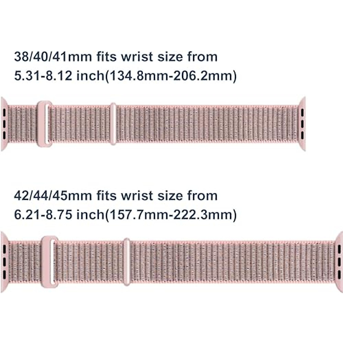 Nylon Sport Loop Bands for Apple Watch Band 38mm 40mm 41mm 42mm 44mm 45mm, Pink Sand Adjustable Stretchy Elastic Braided Strap Wristband Replacement for iWatch Series 9 8 7 6 SE 5 4 3 2 1 Women/Men