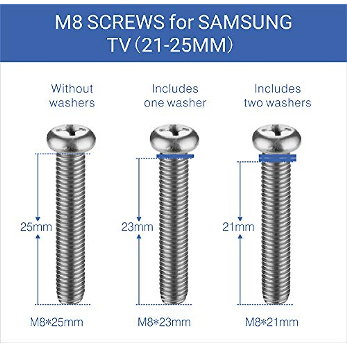 M8 Screws for Samsung TV 20-22/25mm, TV Mounting Screws M8 Stainless Steel Bolts for Samsung TV
