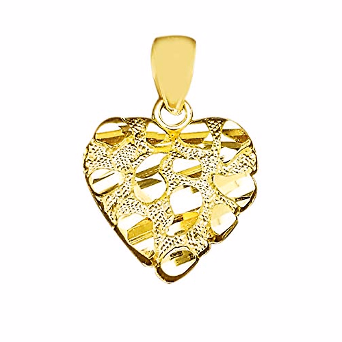 AMZ Jewelry 10k Yellow Gold Heart Nugget Pendant Nugget Heart Charm