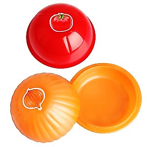 ZTFORUS Onion Tomato Keeper Set, Reusable Refrigerator Food Saver Container with Lid Onion Organizer Holder for Leftover Tomato Onion