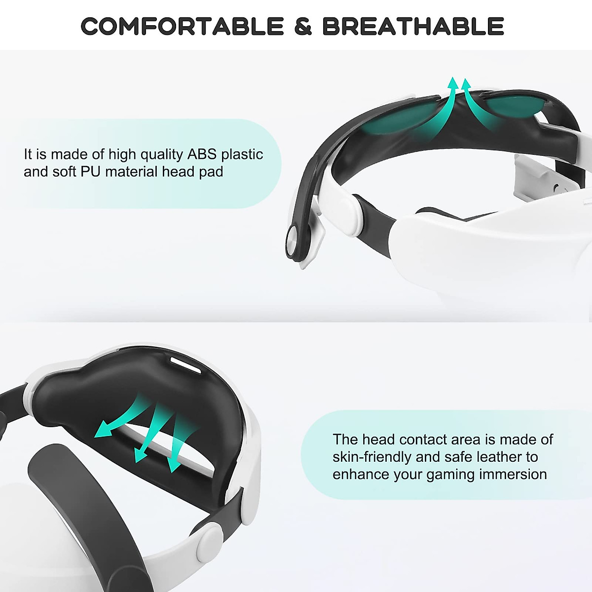 Eyglo M5 Head Strap for Oculus Quest 2/Meta Quest 2 - Adjustable Halo Strap Reduce Pressure On Face, Pad Thick Sponge Cushion Foldable Headband Enhance Support and Comfort in VR