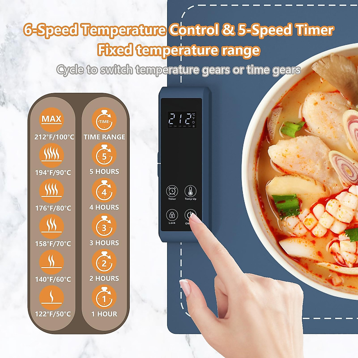Food Warming Mat for Buffet Electric Warming Tray Upgrade High-tech Graphene Heating Film Adjustable Temperature and Timer, 10s Fast Full Surface Heating Mat Warming Trays for Parties Buffet 24x15in
