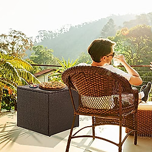 MIRAFIT Aluminum Frame Deck Box, 73 Gallon Rattan Wicker Outdoor Patio Storage Box Waterproof, Outside Storage Bin for Patio Furniture Covers, Cushion Pillows, Towels, Garden Tools, Toys, Brown