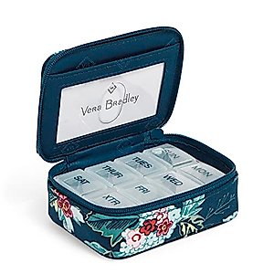 Vera Bradley Women's Cotton Travel Pill Organizer, Rose Toile - Recycled Cotton, One Size