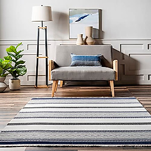 nuLOOM Ivey Modern Striped Indoor/Outdoor Fringe Area Rug, 8' x 10', Blue
