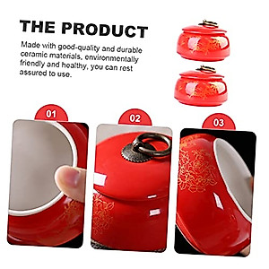 Cabilock 2pcs Sealed jar ceramic teapot tea containers dry food canister sealed nuts container porcelain candy canister Red Tea Canister Sealing Canister Tea Leaf Storage small
