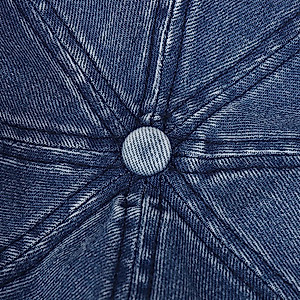 Unisex Japanese Oversized Denim Cotton Newsboy Hats Vintage Unisex Paperboy Painter Beret Cap Dark Blue