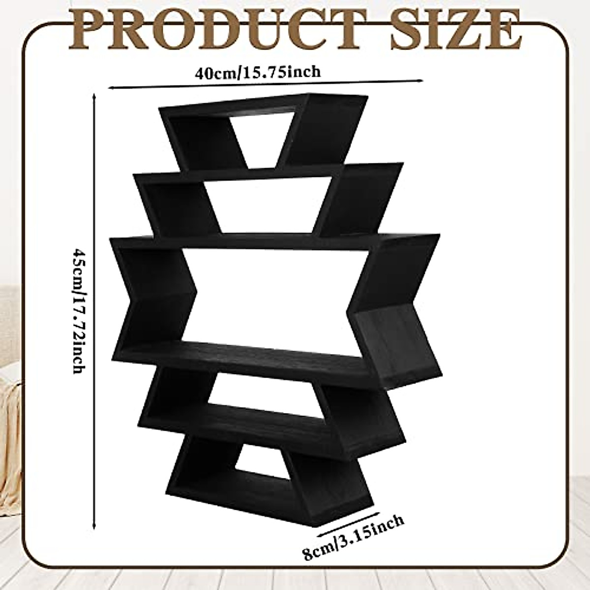 Geelin Aztec Shelves Aztec Crystal Display Shelf Wall Hanging Display Holder Geometrical Shape Essential Oil Shelf Farmhouse Shelves for Bedroom, Living Room and More