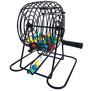 Yuanhe Deluxe Bingo Game Set-Includes Metal Cage,500 Colorful Bingo Chips,100 Bingo Cards,75 Colored Balls,Plastic Masterboard,Great for Large Groups,Parties …