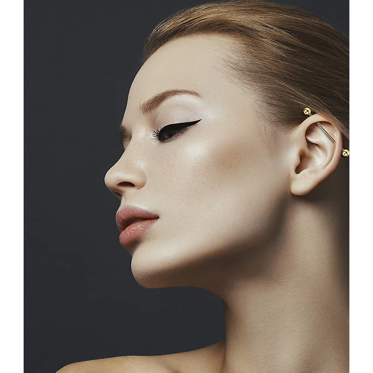 Masedy 12Pcs 14G 316L Stainless Steel Industrial Barbell Earrings for Women Men Cartilage Helix Piercing Gold