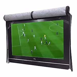 acoveritt Outdoor 55" TV Set Cover,Scratch Resistant Liner Protect LED Screen Best-Compatible with Standard Mounts and Stands (Black)