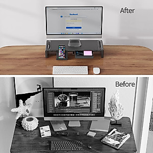 Zimilar Monitor Stand, Length Adjustable Monitor Riser, Foldable Monitor Stand Riser with Pen Slot, Phone/Tablet Holder, Computer Stand Riser for Monitor, Laptop, PC, Printer