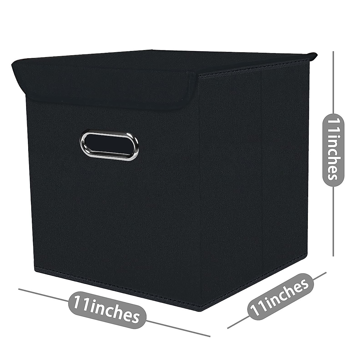 Yunkeeper Collapsible Storage Bins with Lids,Fabric Cube Storage Organizer With Handles,For Clothes Storage,Home, Nursery,Closet Office Basket,3 Pack,（Black