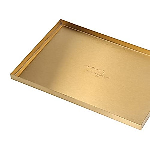 11.9x8.0 in Gold Rectangle Storage Tray Stainless Steel Tea Fruit Trays Desktop Cosmetics Perfume Jewelry Organizer Serving Tray for Home Living Room, Kitchen, Bathroom, Hotel