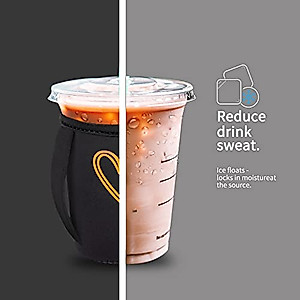 Fycyko Iced Coffee Sleeves with Handle-3 Pack Reusable Insulator for Cold& Hot Drink Cups,Love Heart Cute Neoprene Iced Coffee Cup Sleeve,Compatible with Starbucks Dunkin McDonalds More,Black