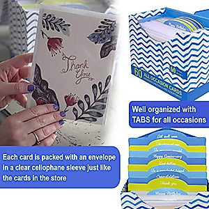 60 All Occasion Greeting Cards - Large 5”x7”, All Rose Gold Foil Unique Design Assorted Cards, Happy Birthday Card, Thank You Cards, Message Inside, Magnetic Bulk Box Set Variety Pack w/Thick Envelope