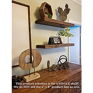 Joel's Antiques Floating Wall Shelf, Solid Pine, Shelving for Bathroom, Kitchen, Living Room, Patented Easy Install, Medium Brown, 30" x 8" x 2"