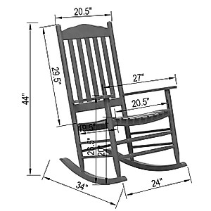 D&F Design Outdoor Rocking Rocker, Wood Rocking Chair with High Back and Curved Seat, UV Treated (Red), Outdoor and Indoor use