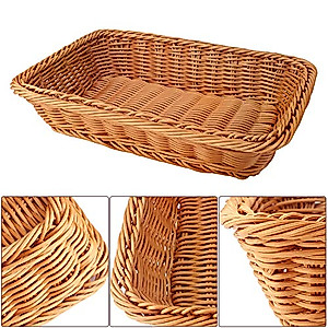 Wicker Bread Basket, Eusoar 11.8"x 7.9"x 2.4" 3pcs Tabletop Food Serving Baskets Trays, Bread Proofing Basket, Food Fruit Vegetables Sundries Storage Basket for Restaurant Bakery Family Party