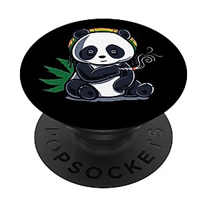 Weed Smoking Panda Marijuana Cannabis Stoner THC CBD 420 PopSockets Swappable PopGrip