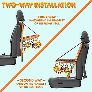 Innofans Baby Car Seat Infant Toys - Baby Travel Activities, Sensory Stroller Toy for Toddlers, Portable Car Seat Toys with Music, Mirror and Squishy Animals Toys, Newborn Toys, Baby Activity Center