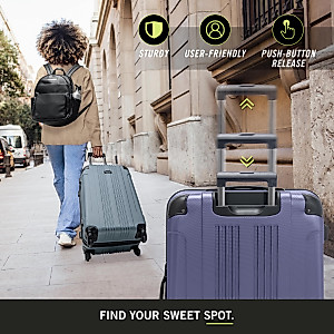 Kenneth Cole REACTION Out of Bounds Lightweight Hardshell 4-Wheel Spinner Luggage, Smokey Purple, 24-Inch Checked