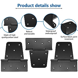 Heavy Duty Gate Hinges for Wooden Fences, 6 Pcs Fence Hinges, Black Shed Hinges, Iron Metal Barn Door Gates Hinges for Wood Shed Barn Door Wood Fence Gate Swing Door Hinges, with 54 Screws