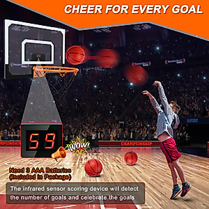 Jugana Over The Door Basketball Hoop with Electronic Scoreboard Indoor Basketball Hoop for Kids and Adults Bedroom Basketball Hoop Office Mini Hoop