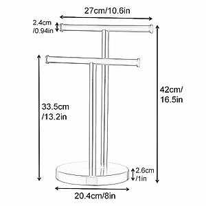 Black Hand Towel Holder Stand, Double Towel Rack T-Shape Hand Towel Stand for Bathroom Countertop, SUS304 Stainless Steel (Matte Black) SHUNLI