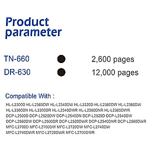 EASYPRINT (4-Pack Combo) Compatible 3-Pack TN-660 TN660 Toner Cartridge + 1-Pack DR-630 DR630 Drum Unit Used for Brother HL-L2340DW L2380DW L2340DWR DCP-L2500D L2540DNR MFC-L2720DW L2700DW Printer