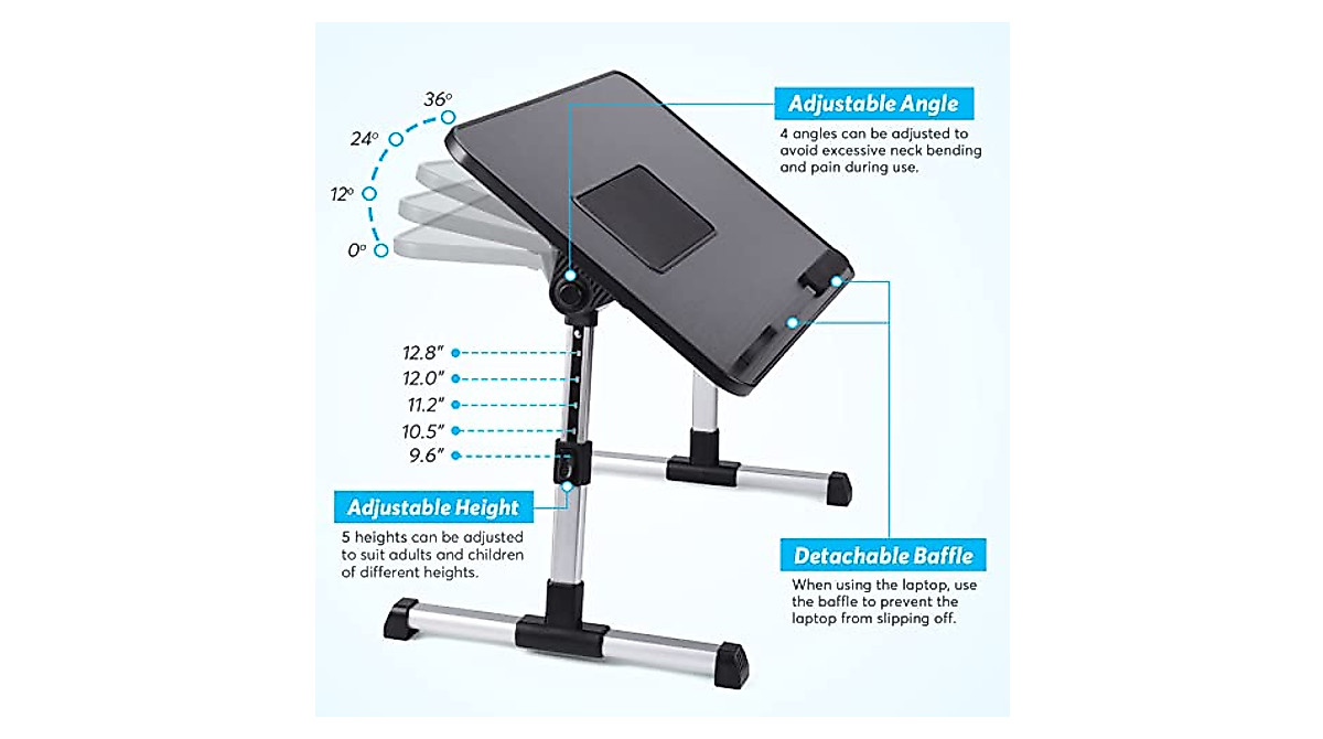 Slendor Adjustable Laptop Desk with Cooling Fan & Storage