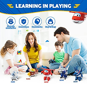 Super Wings - 5" Transforming 5-Pack Jett, Paul, Todd, Astra and Agent Chase | Airplane Toys Action Figures | Preschool Toy Plane for 3 4 5 Year Old Boys and Girls | Birthday Gifts for Kids , Red